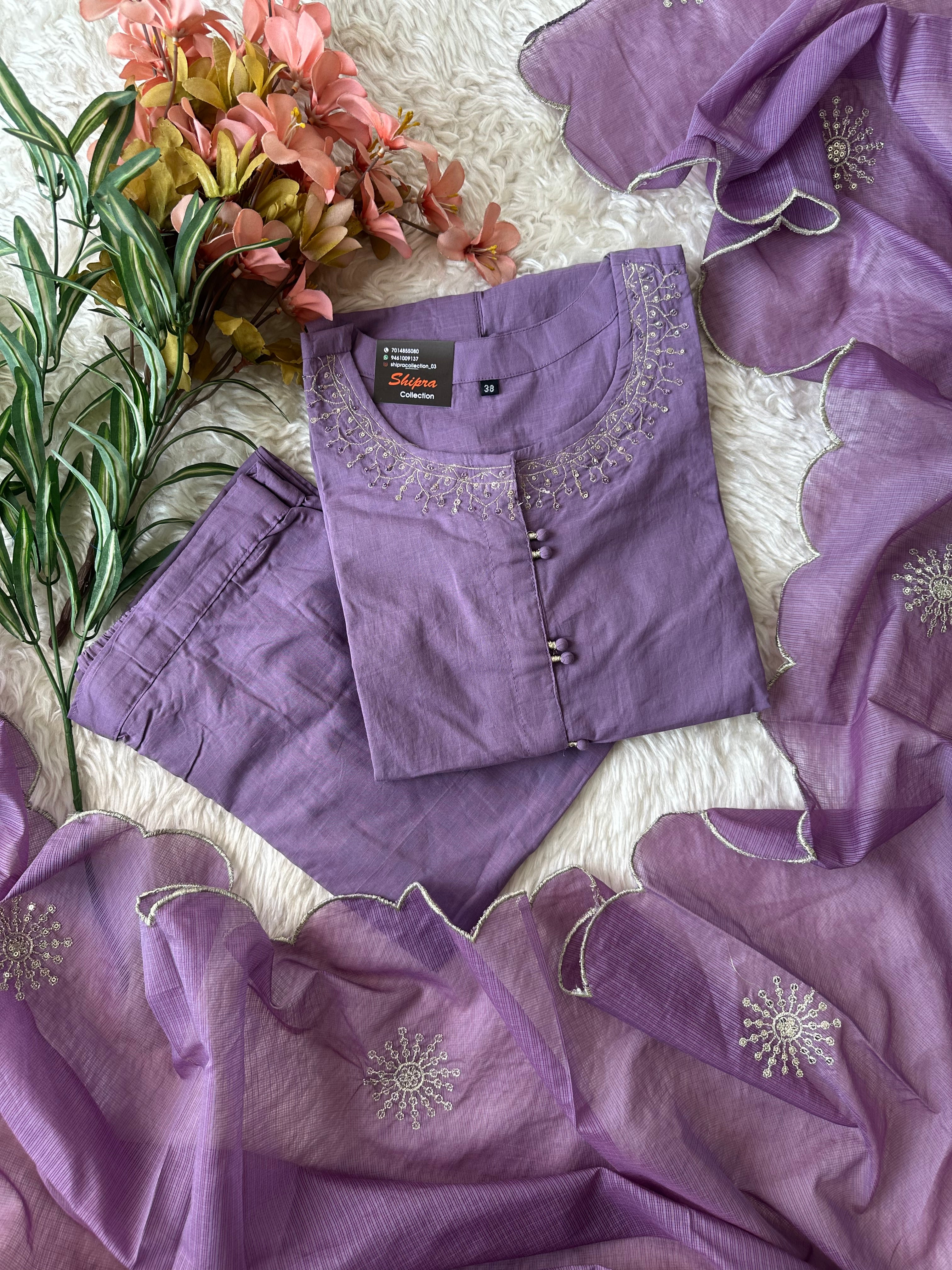 Premium Cotton Kurti Pant Doriya Dupatta Set – Shipra Collection
